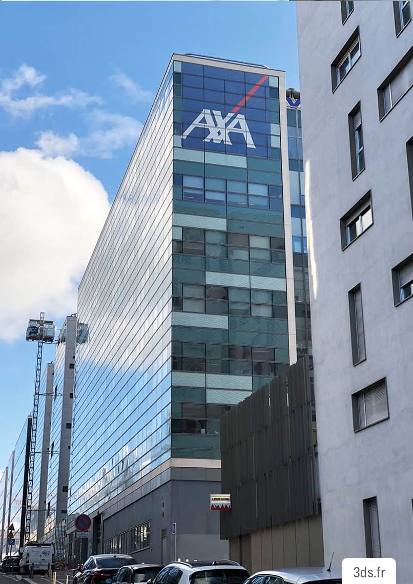 Habillage façade agence, vitrophanie et signalétique bureau pour AXA ...